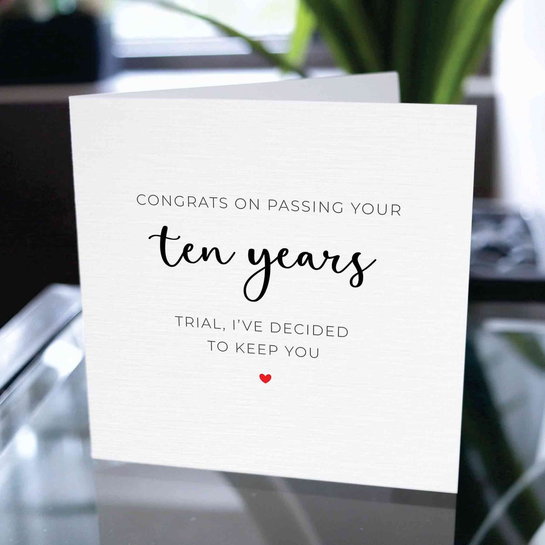 Tenth Anniversary Card, Tenth Anniversary Gift, 10th Anniversary Card ...