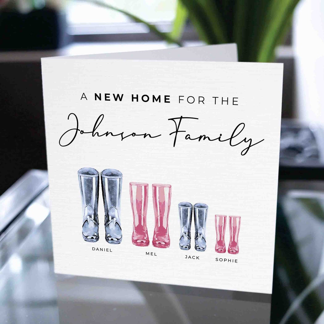 Custom Housewarming Card, Family of Five Moving Card, Happy 1st Home ...