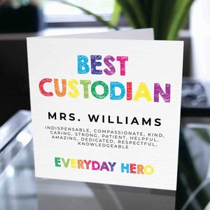 Custodian Thank You Card, Thank You Card for Custodian, Custodian ...