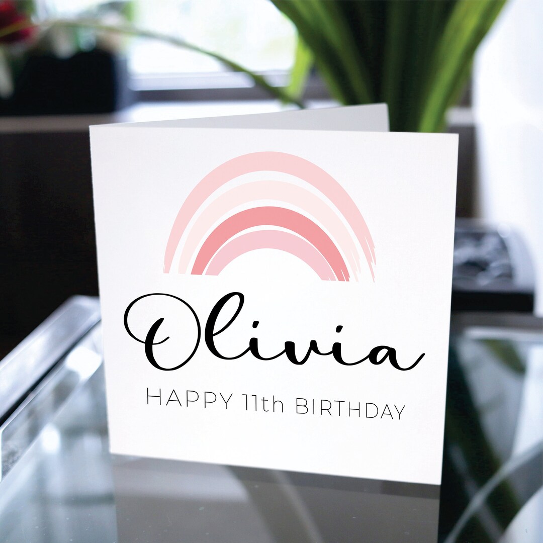Happy Eleventh Birthday Card, Happy 11th Birthday Custom Name, Custom ...
