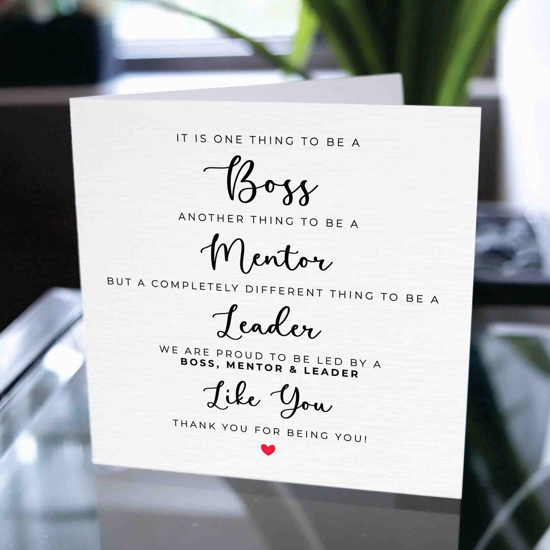 Leader Thank You Card, Thank You Card for Boss, Leader Appreciation ...