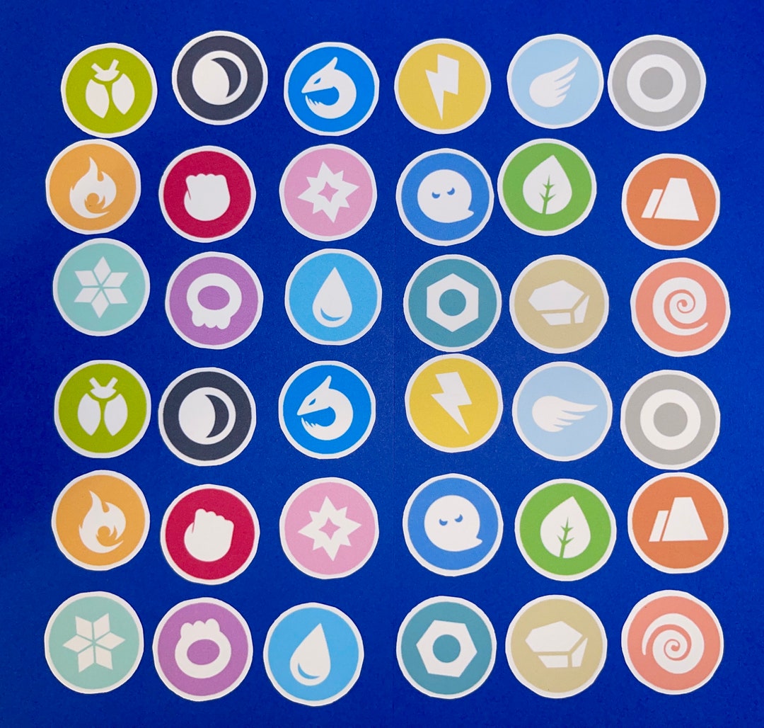 Pokemon Type Stickers - Etsy