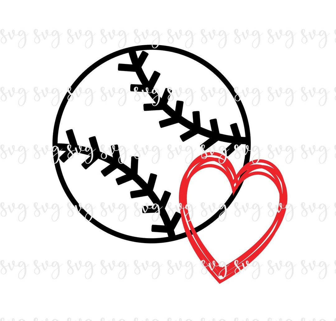 SALE!! Baseball Outline & Heart Svg Game Baseball Teeball Digital File ...
