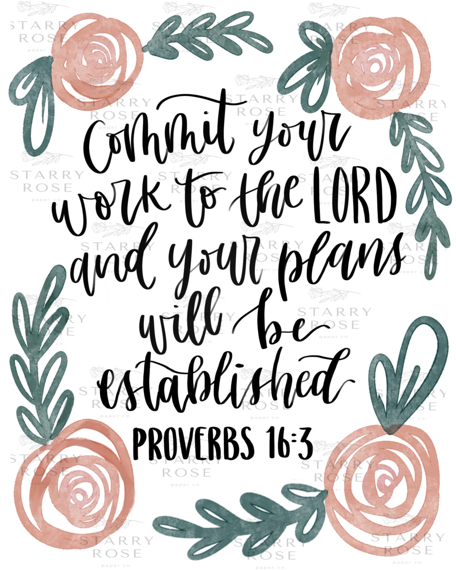 Proverbs 16:3 Scripture Art Print (digital PDF) - Etsy