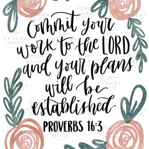 Proverbs 16:3 Scripture Art Print (digital PDF) - Etsy