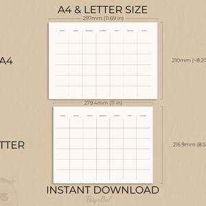 Blank Monthly Printable Calendar, Instant Download Minimalist Calendar ...