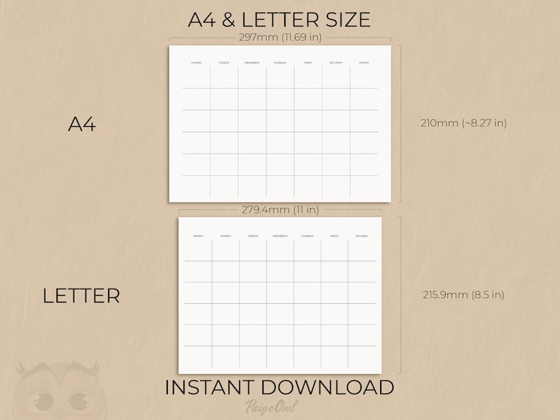 Blank Monthly Printable Calendar, Instant Download Minimalist Calendar ...
