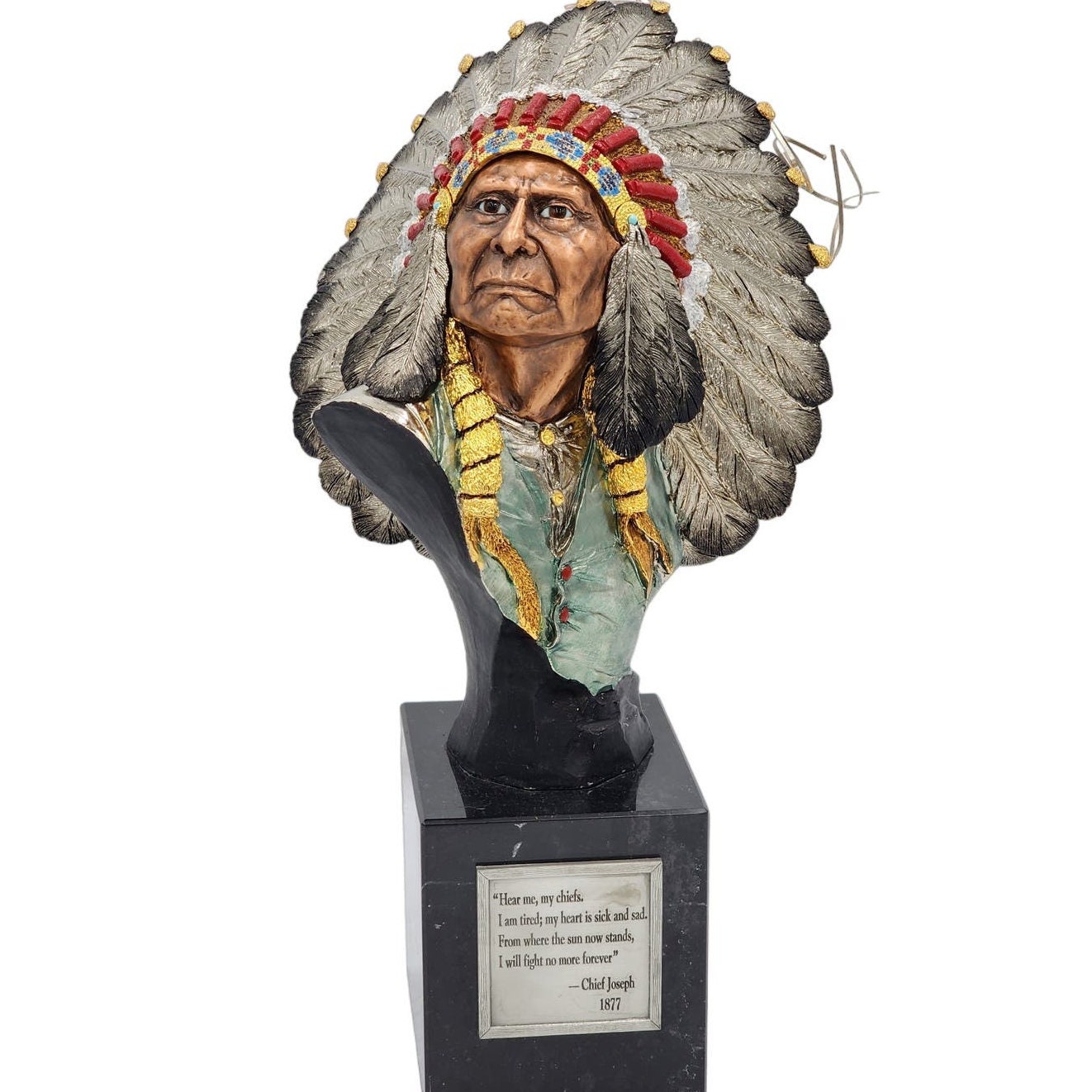 Chilmark Pewter Sculpture Chief Joseph Joe Slockbower Indian Bust 1991 ...