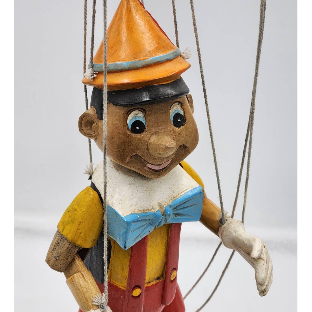 Vintage Pinocchio Puppet Marionette Carved Handpainted Wooded ...