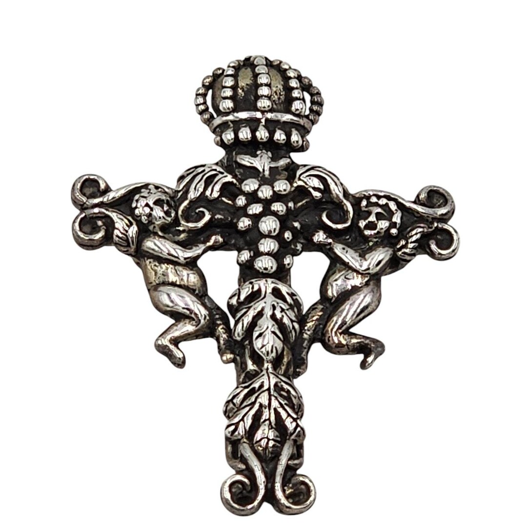 Andrea Barnett Cross Pendant Cherubim Sterling Silver Vintage Religious ...