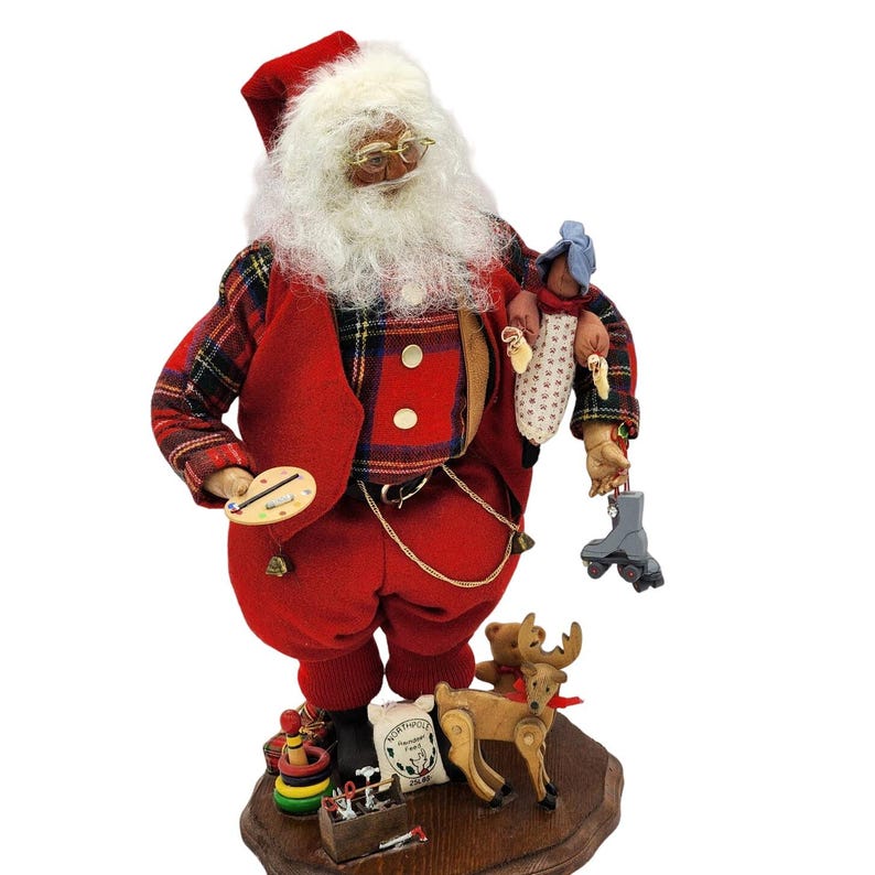 Vintage Christmas Santa Figurine Painter Paint Brush Palette Toys ...