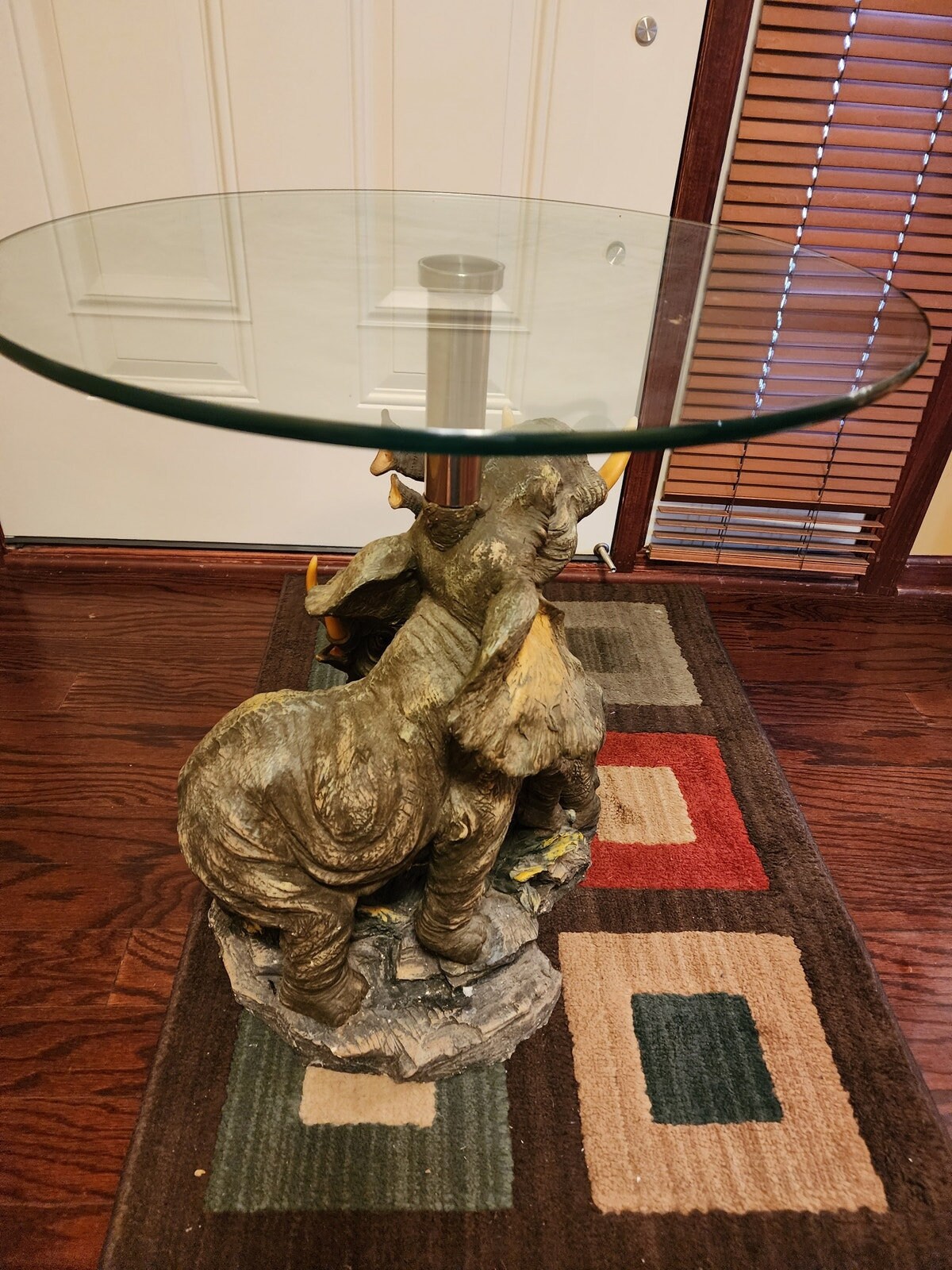 Vintage Elephant Glass Top Table Animal Wildlife Figurine Base ...