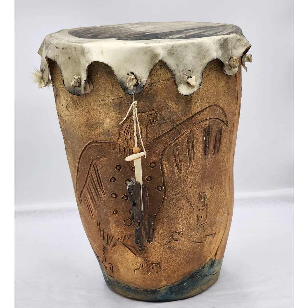 African Hand Drum Stone Carvings Lizard Birds Turtle Heavy 13" - Etsy