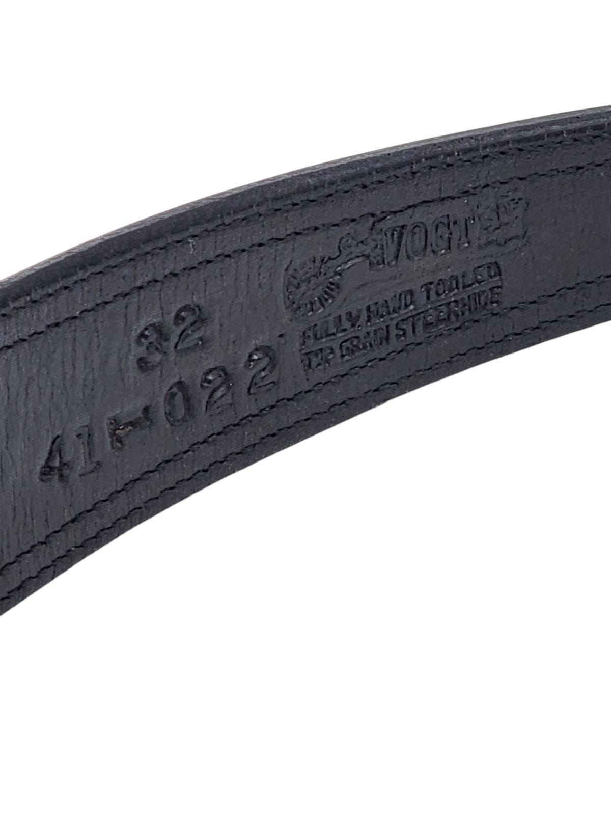 Vogt Belt Hand Tooled Steerhide Leather Sterling Silver Front Buckle ...