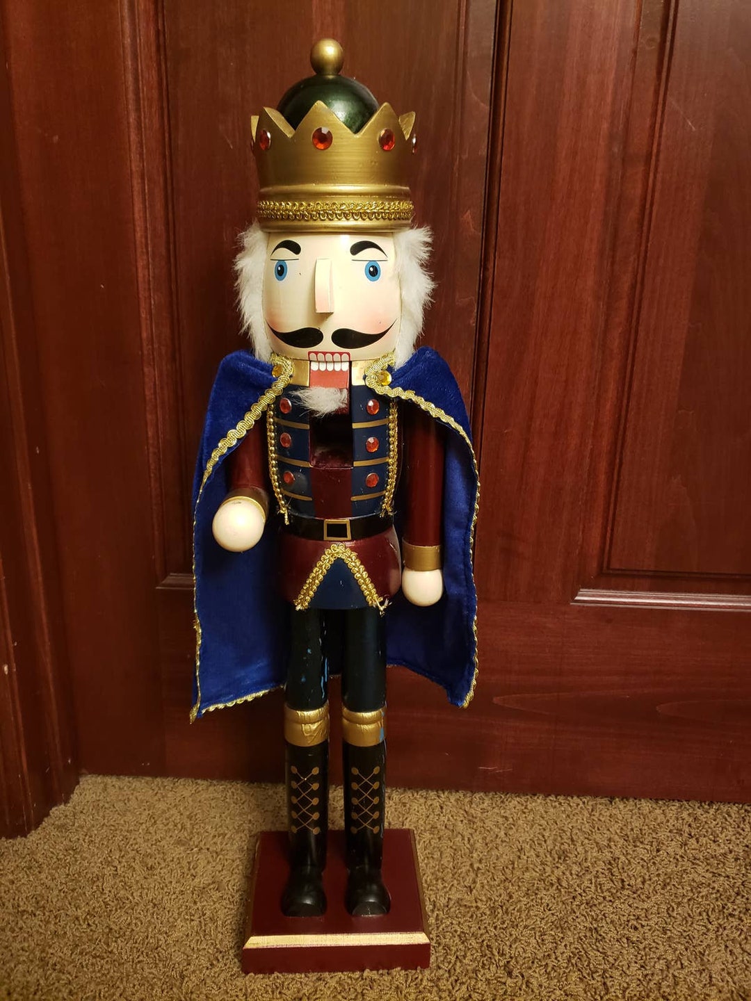 Large Nutcracker 25" Blue Cape Standing 2 Ft Tall - Etsy