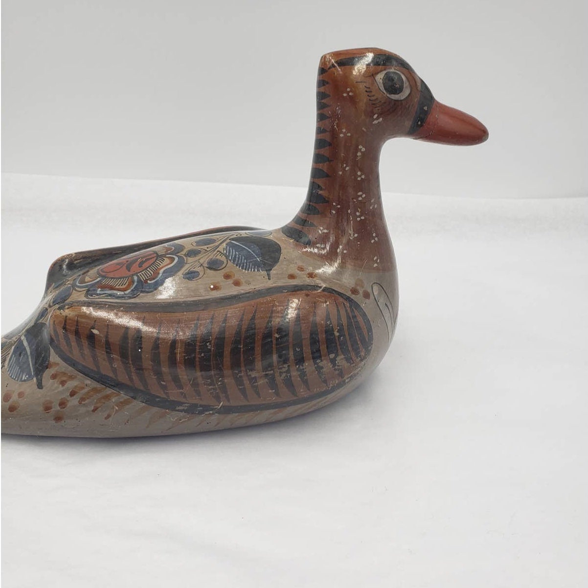 Mexican Pottery Duck Vintage Mexico Folk Art Pottery Floral Design - Etsy