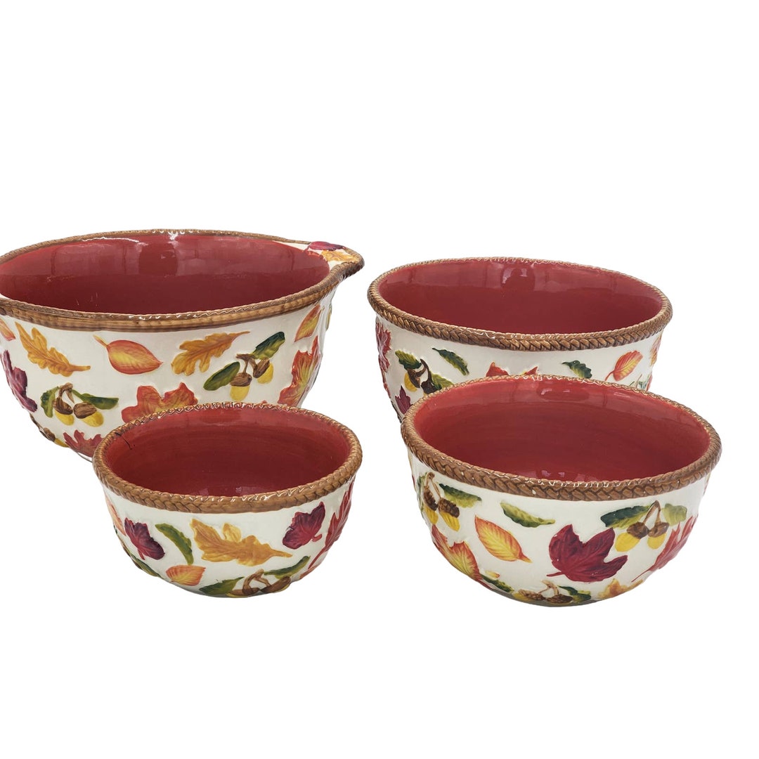 Temptations by Tara Fall Harvest Bowl Set of 4 Pieces Leaf Design ...