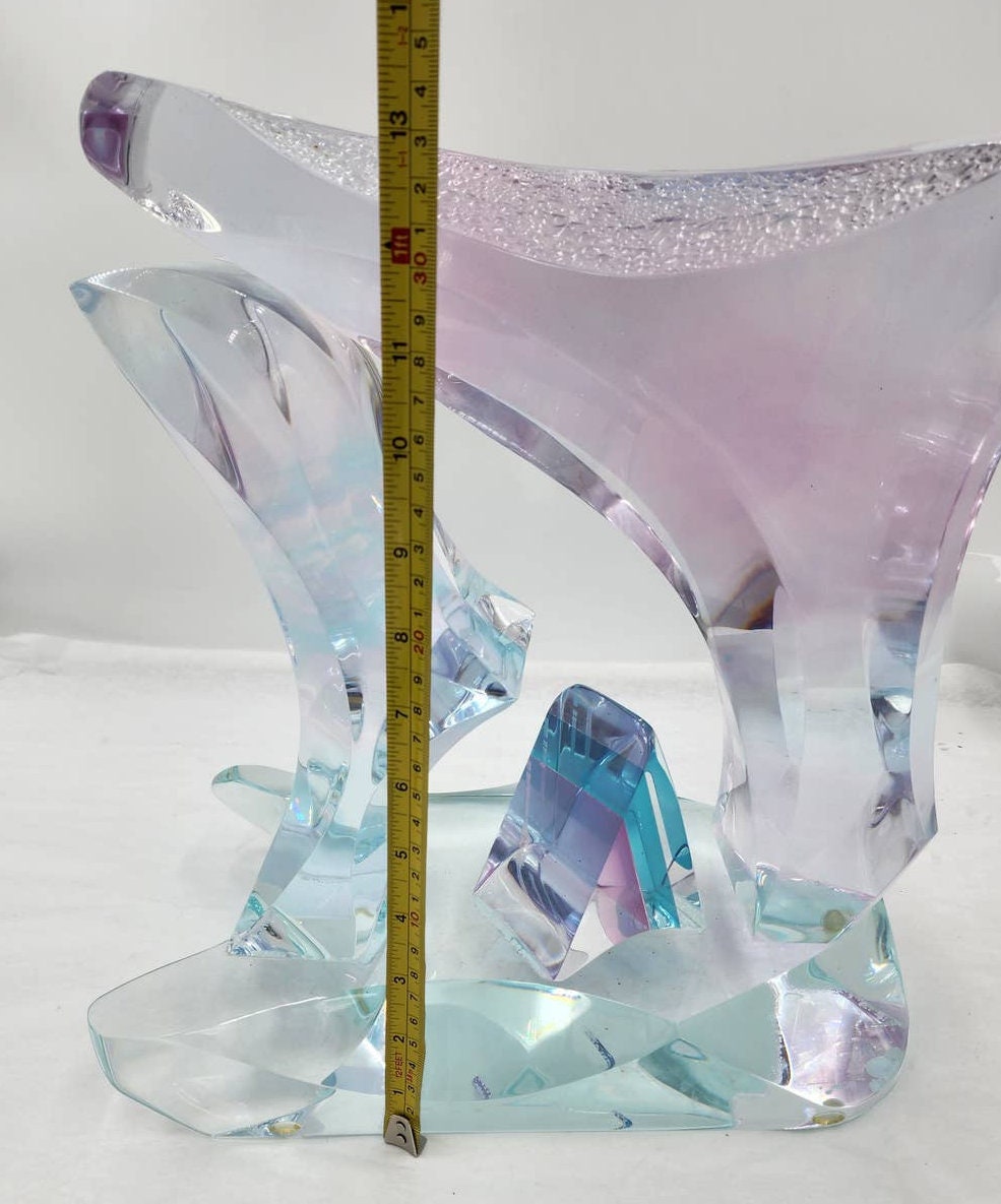 Contemporary Large Lucite Sculpture Signed Mid Century Modern Multi ...