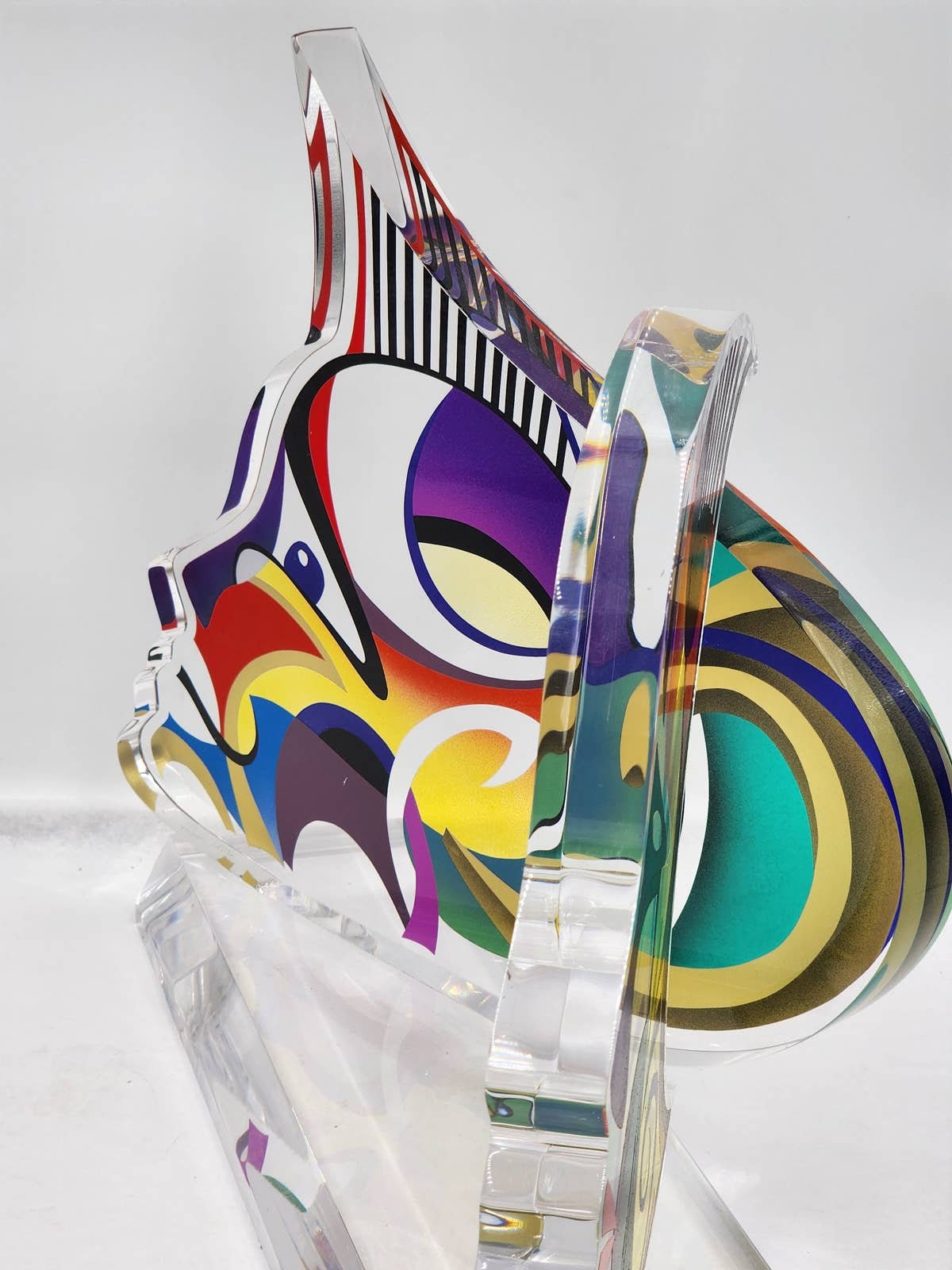 Shlomi Haziza Acrylic Sculpture Lucite Two Faces Avant Garde Modern Contemporary Statement ...
