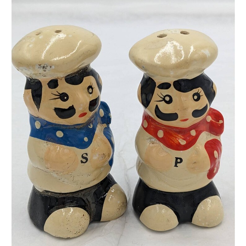Vintage Italian Chef Cook Pizza Set Salt and Pepper Shaker Pair Ceramic ...