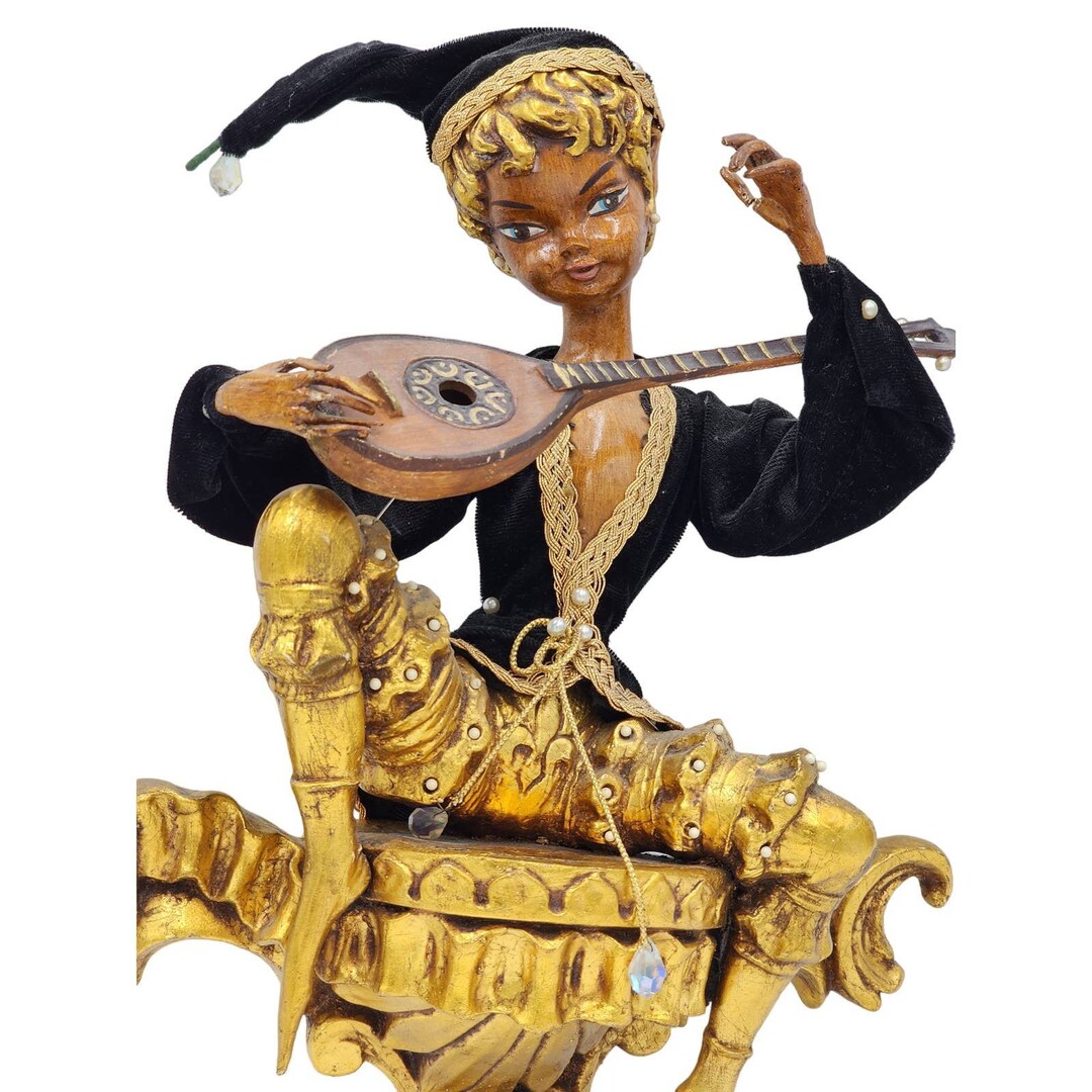 Vintage Pixie Elf Fairy Figurine Mischief Playing Banjo Musical ...