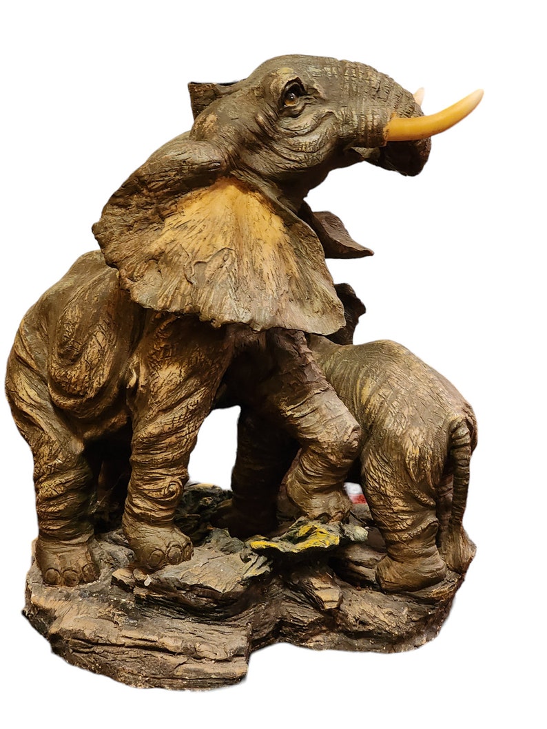 Vintage Elephant Glass Top Table Animal Wildlife Figurine Base ...