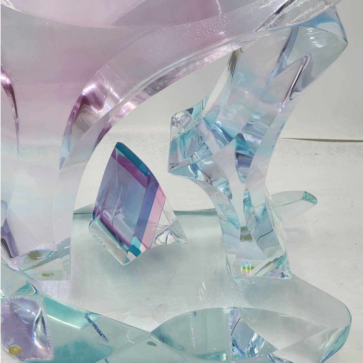 Contemporary Large Lucite Sculpture Signed Mid Century Modern Multi ...