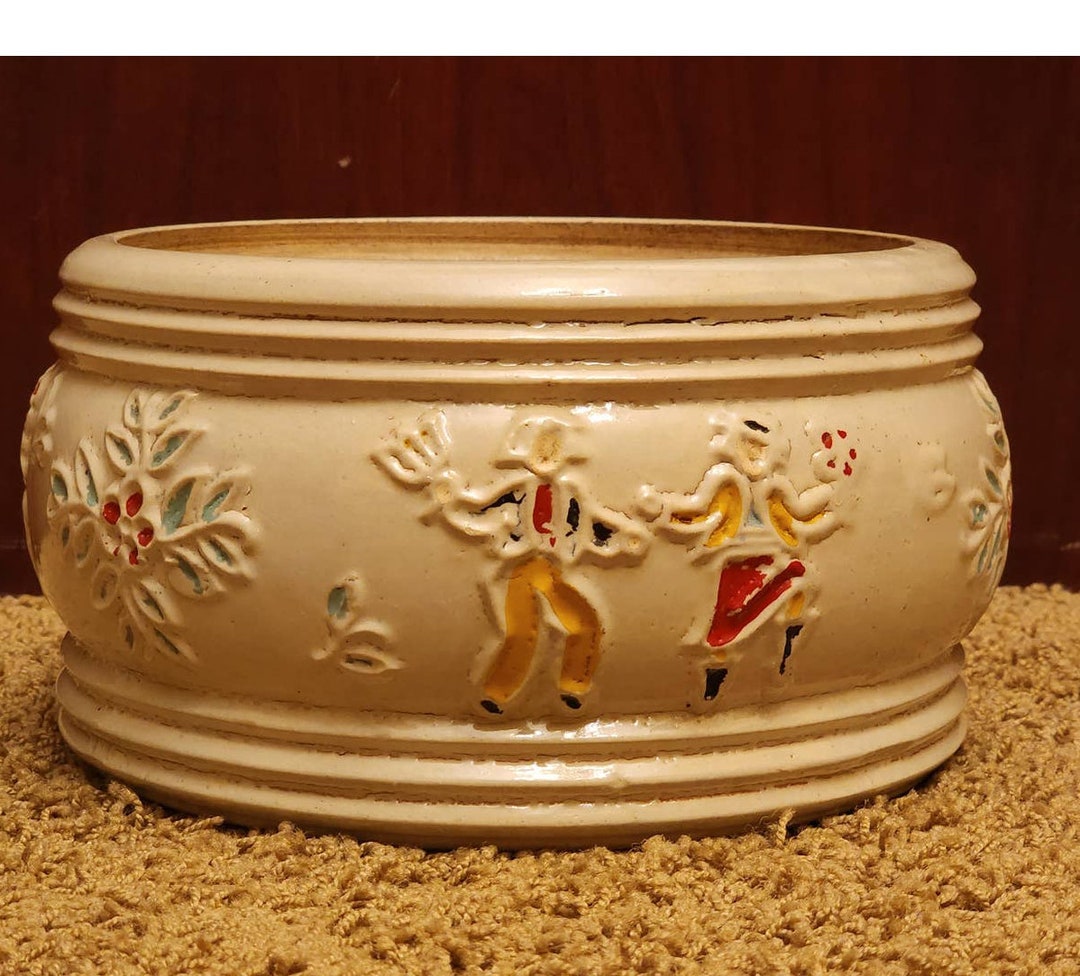 Vintage Red Wing Pottery Art Dancing Peasants Munch Jar 1940s Mid ...