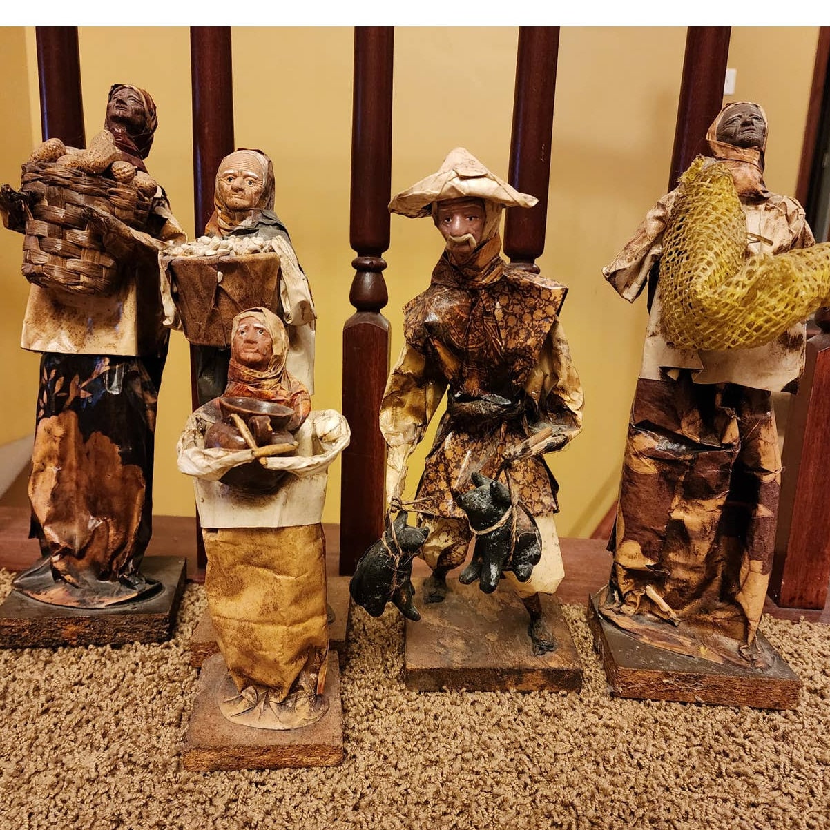 Mexican Paper Mache Figurines Set 5 Folk Art Expressive Everyday Life ...