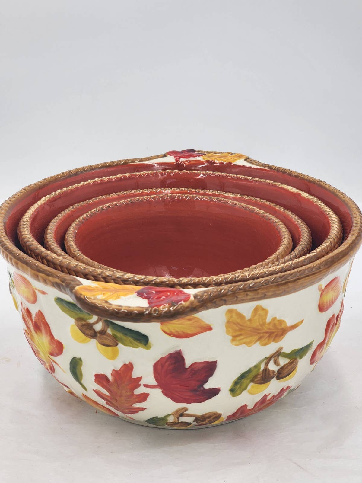 Temptations by Tara Fall Harvest Bowl Set of 4 Pieces Leaf Design ...