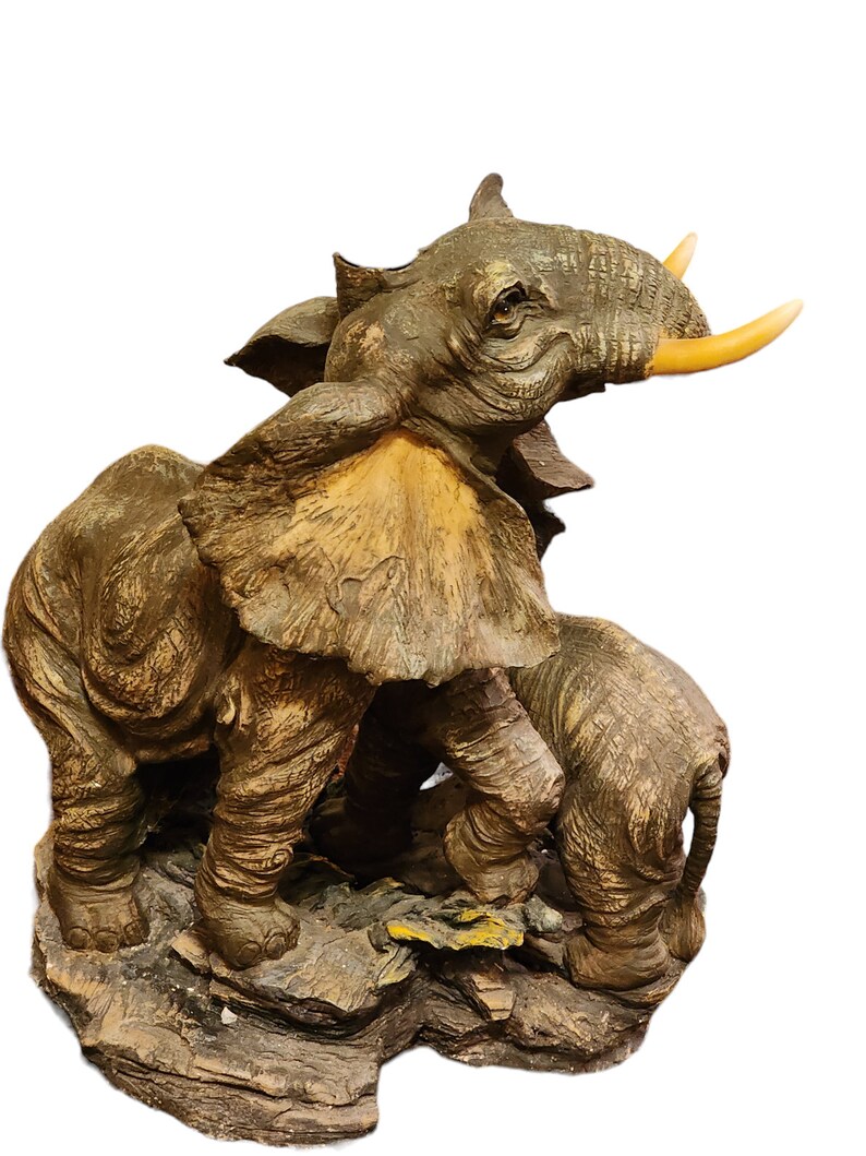 Vintage Elephant Glass Top Table Animal Wildlife Figurine Base ...