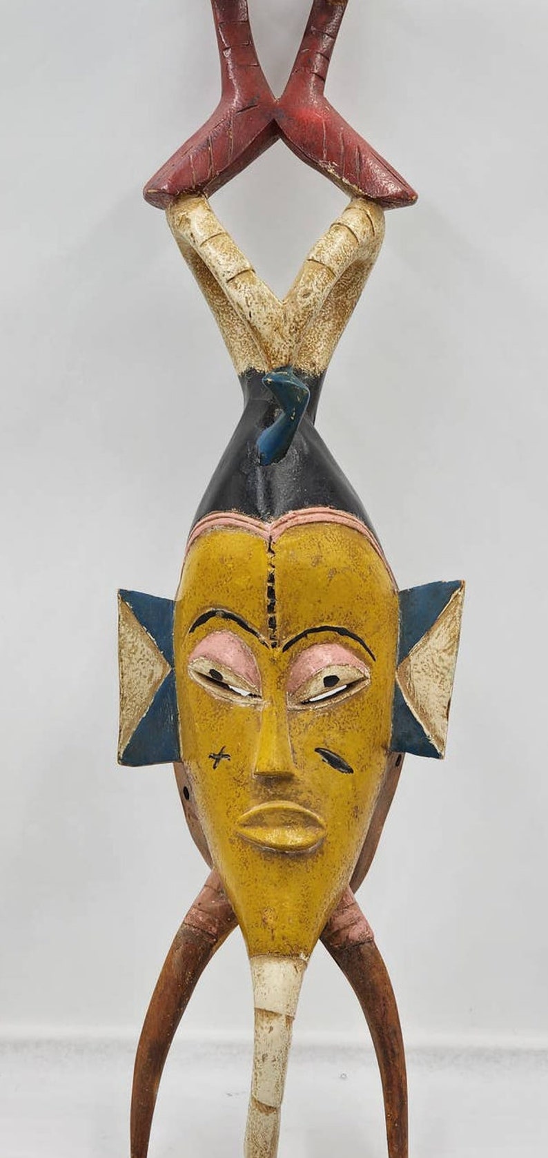 African Mask Guro Large Colorful Hanging Art Gouro Ritual Tribal ...