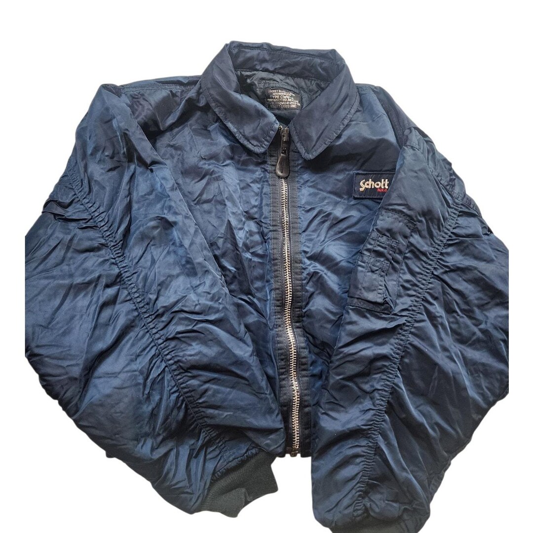 Vintage Schott Bros USA Cwu-r Flight Jacket Mens Large Navy Blue ...