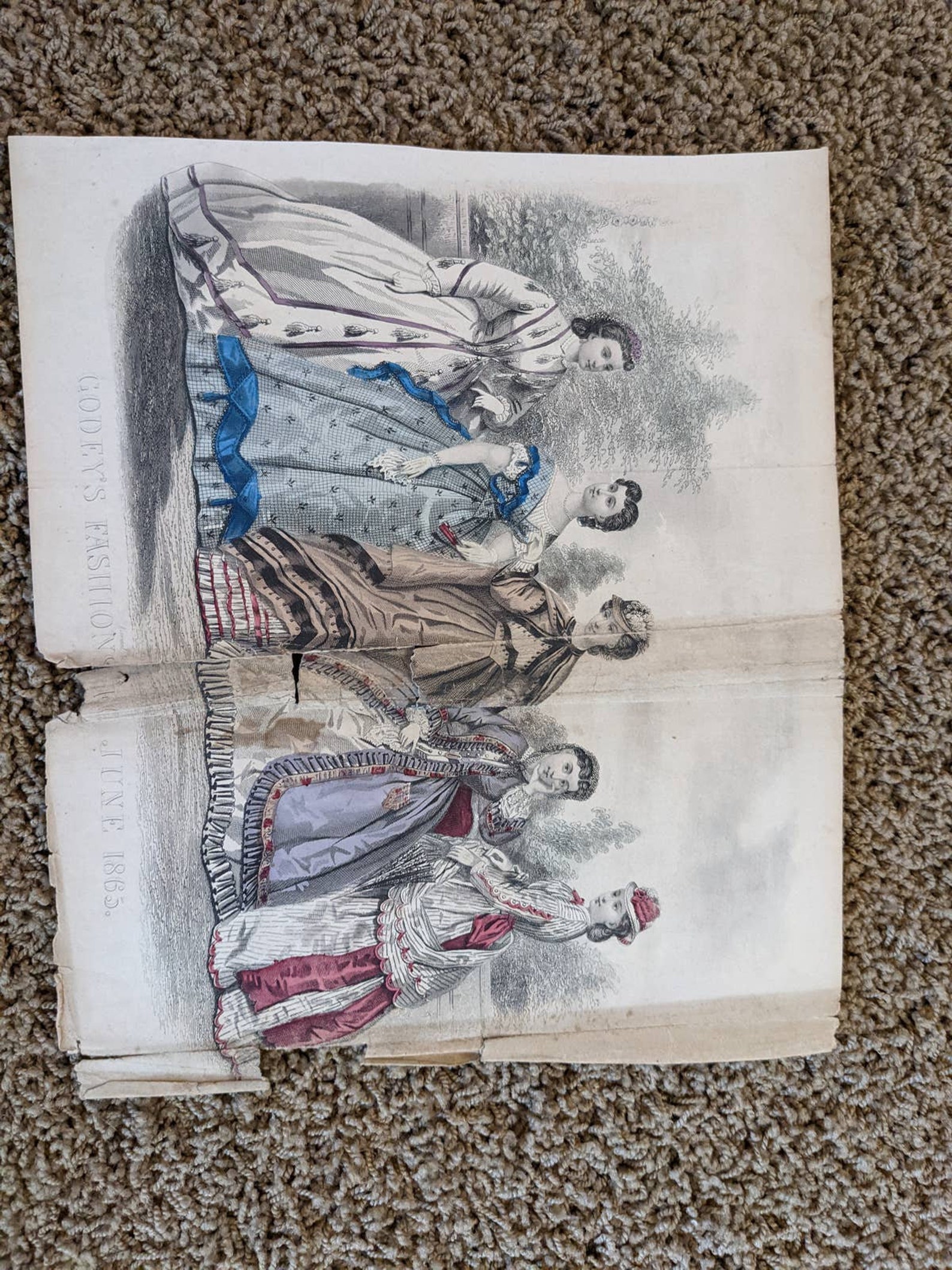 Antique Godey's Victorian Rare Hand Colored Fashion Book Plate Print ...