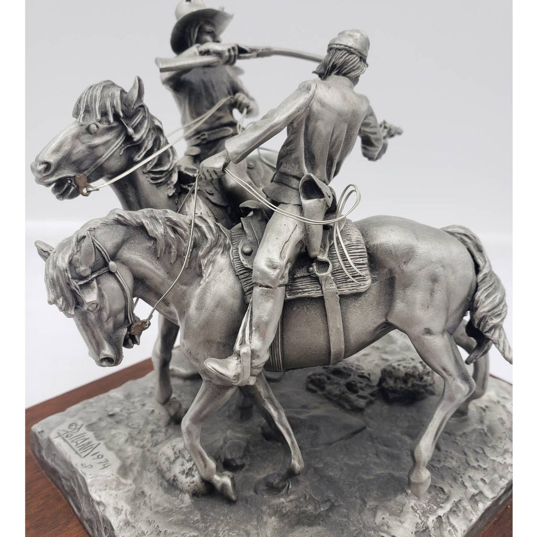 Chilmark Pewter Don Polland the Outlaws Cowboy Horse Sculpture Western ...