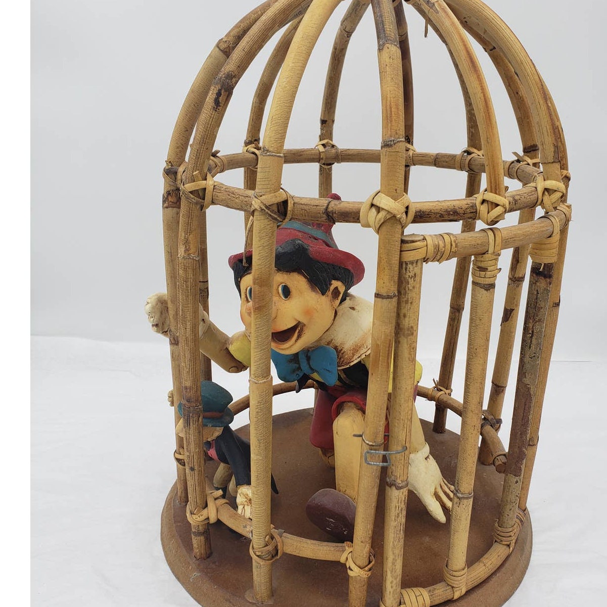 VTG Rare Walt Disney Pinocchio Jiminy Cricket Bamboo Cage That Opens ...