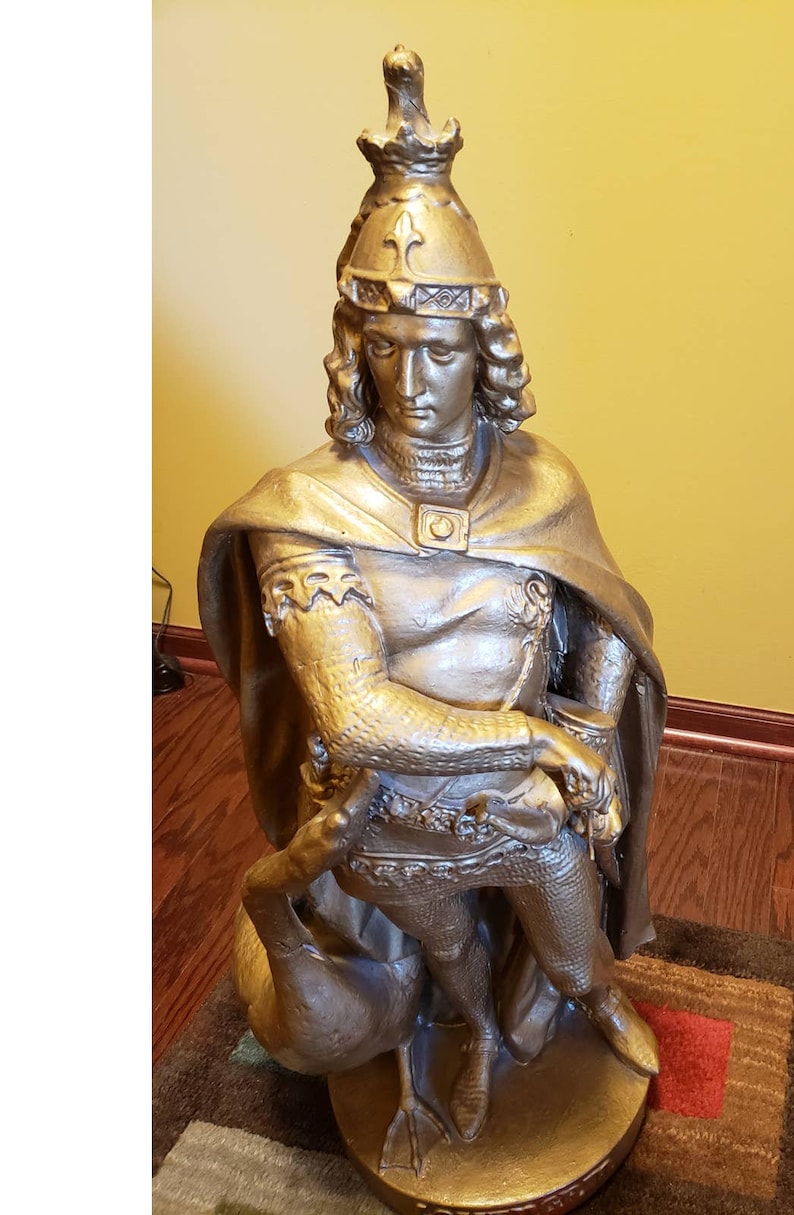 Large Rare Medieval Knight Statue Lohengrin Swan Knight Sculpture ...