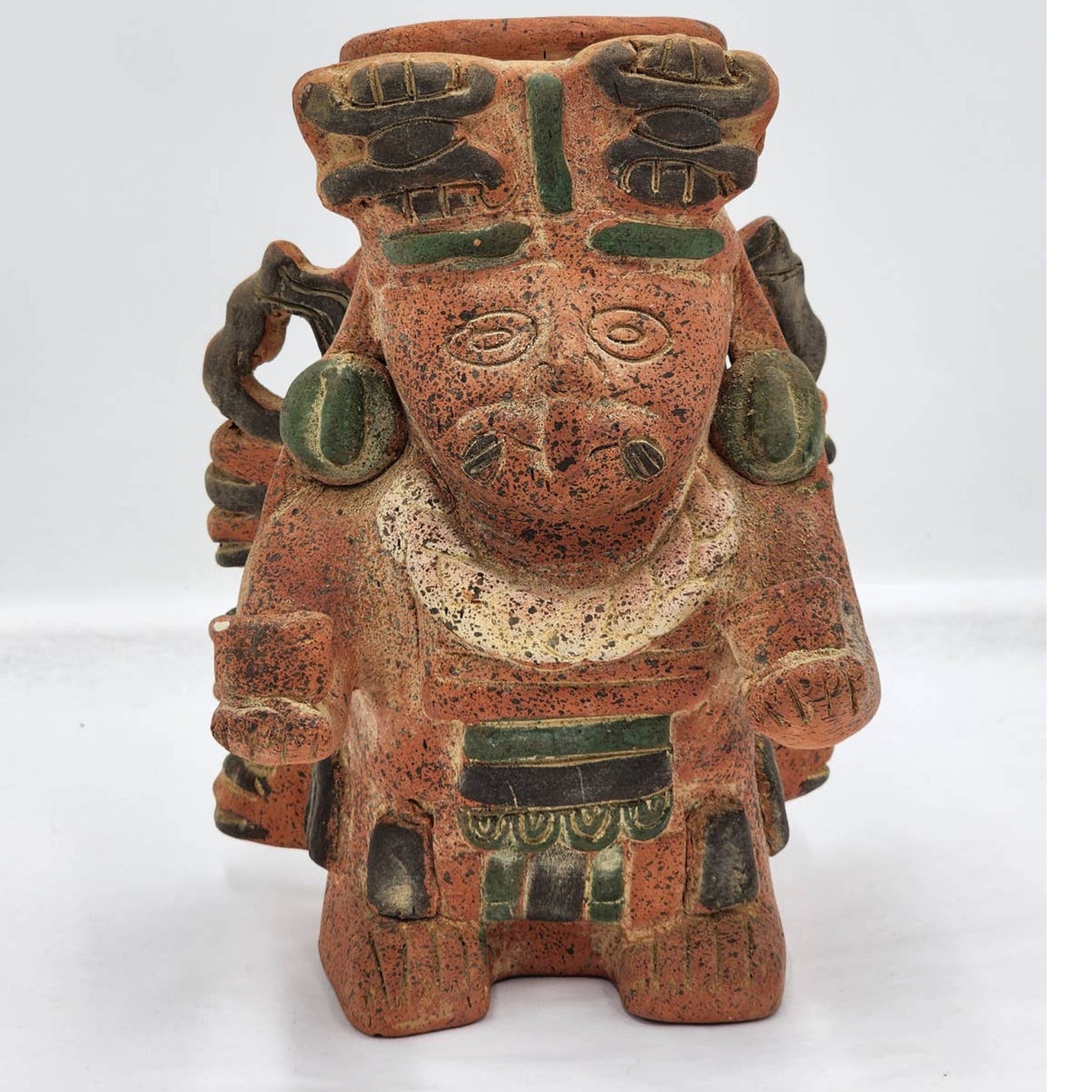 Vintage Mexican Folk Art Sculpture Aztec Style Statue Southwestern ...