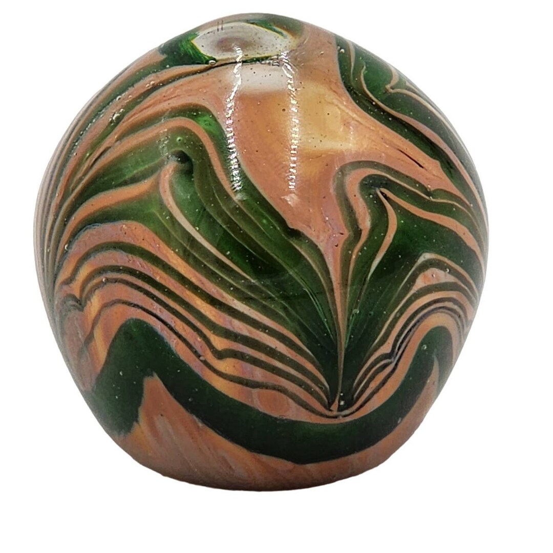 Paperweight Art Glass Emerald Green Hues Swirl Vintage Collectible ...