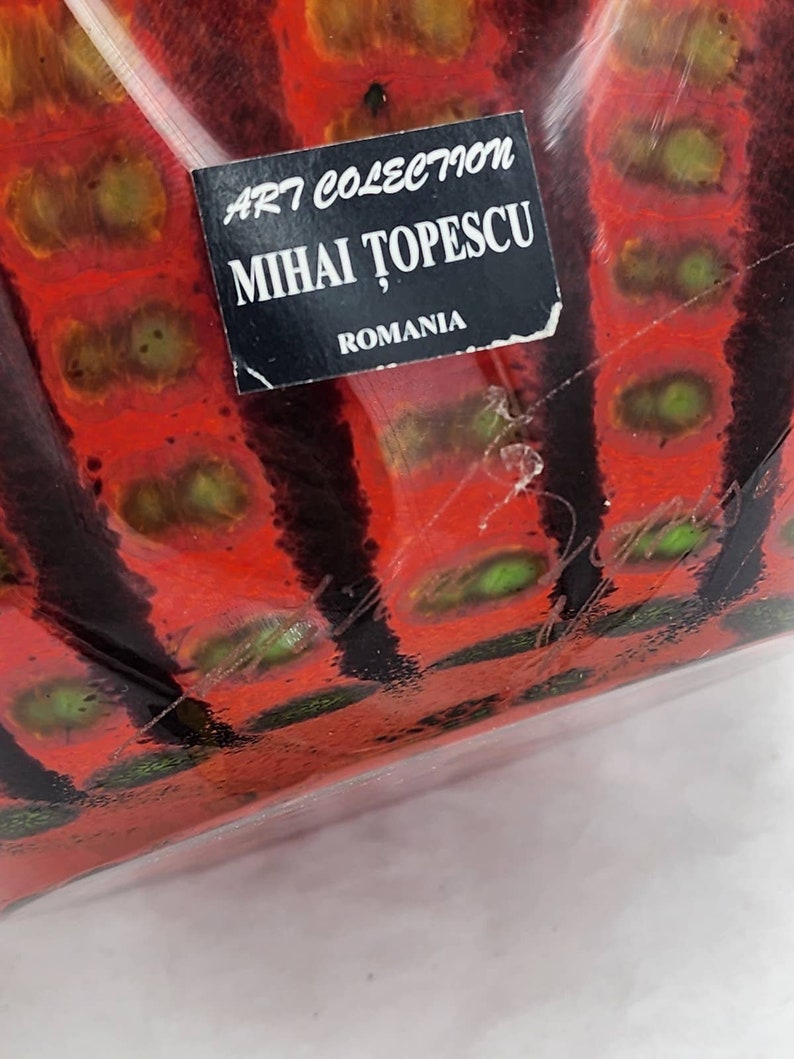 Mihai Topescu Vintage Art Glass Vase Bowl Irregular Shape Artist Signed ...