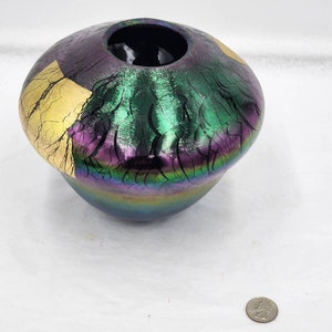 Robert Eickholt Glass Iridescent Art Vase Blown Glass Stretched Glass ...