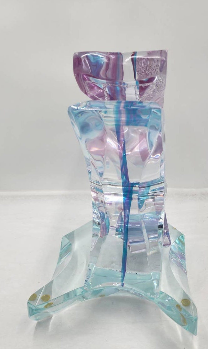 Contemporary Large Lucite Sculpture Signed Mid Century Modern Multi ...