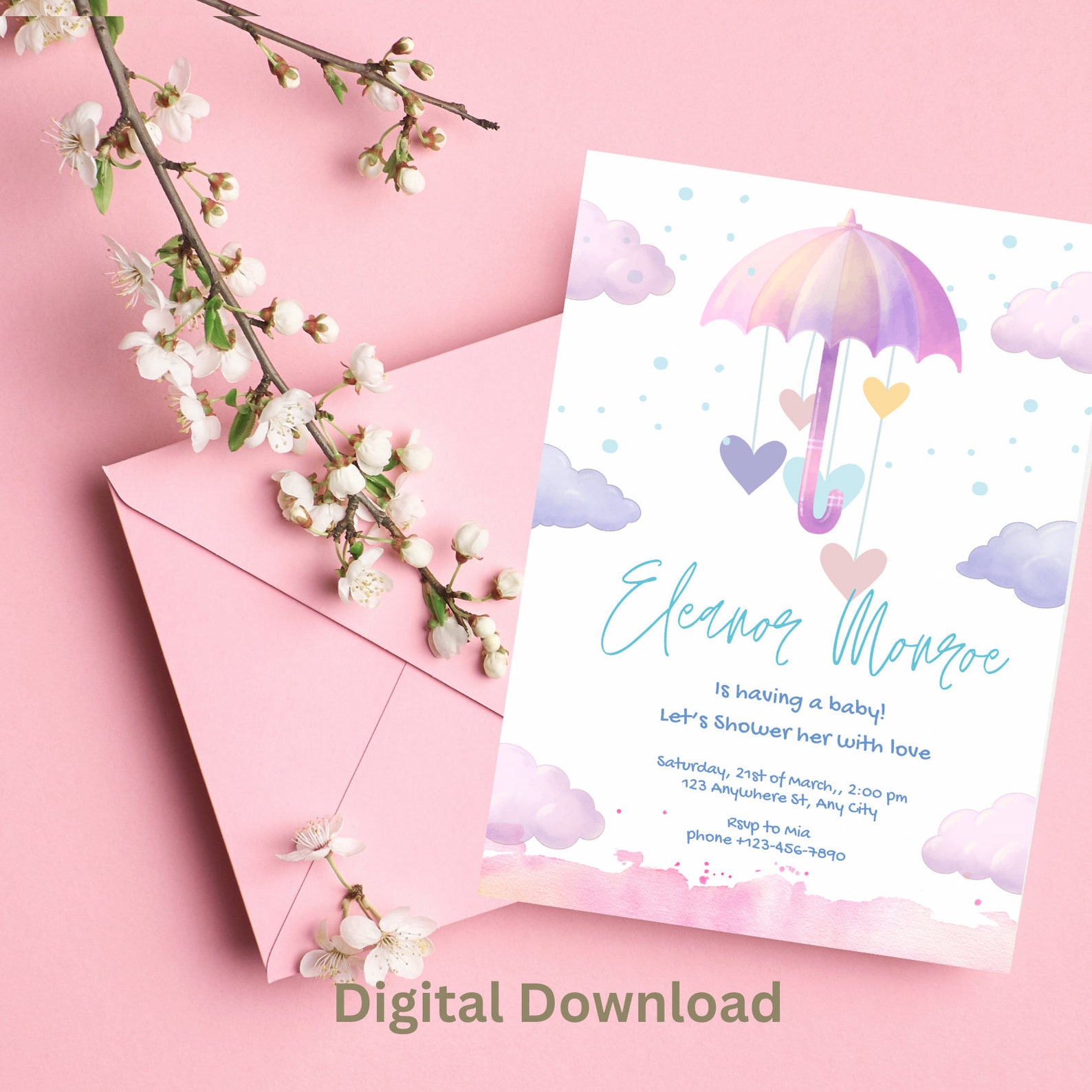Baby Shower Invitation, A Digital Baby Shower Celebration, Editable ...