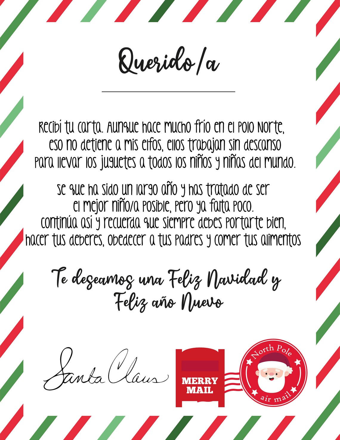 Carta a Santa, Letter to Santa, Dear Santa, Santa Letter, Northpole ...