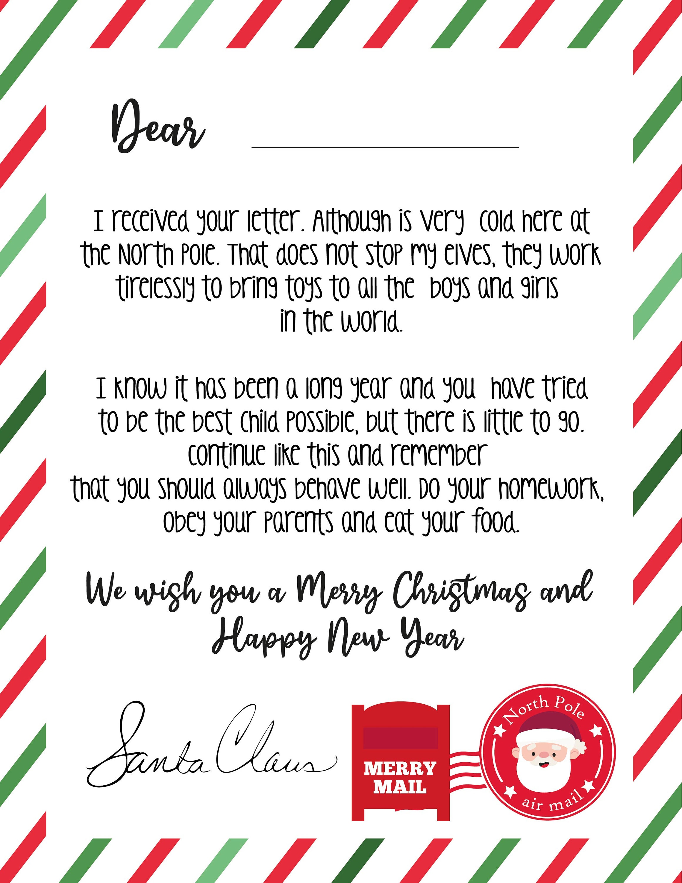 Brief an den Weihnachtsmann, Brief vom Weihnachtsmann, Weihnachtsbrief ...