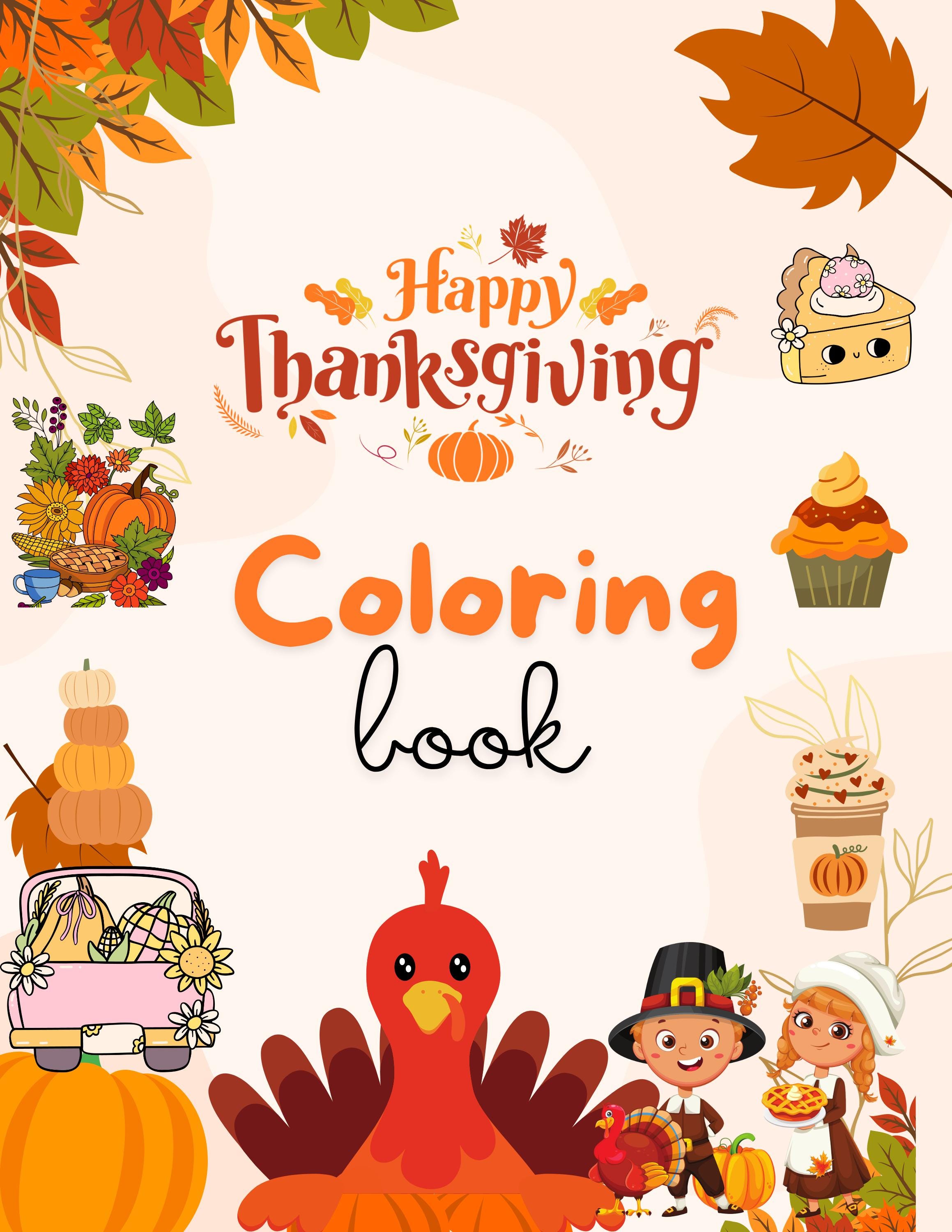 Cute Coloring Book, Fall Coloring Activity Book, Thanksgiving Coloring ...