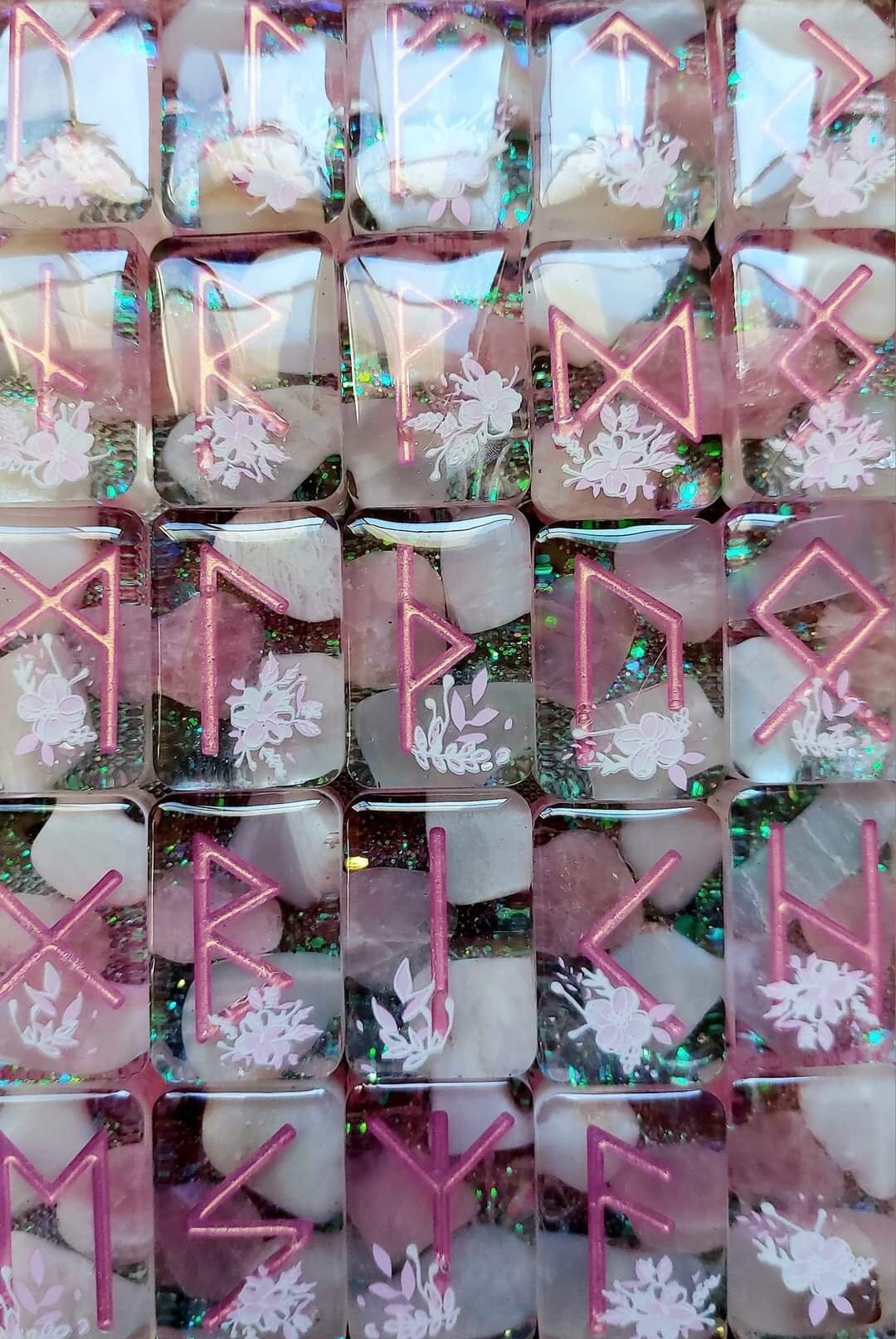 Rose Quartz and White Moonstone Crystal Norse Rune Set - Etsy