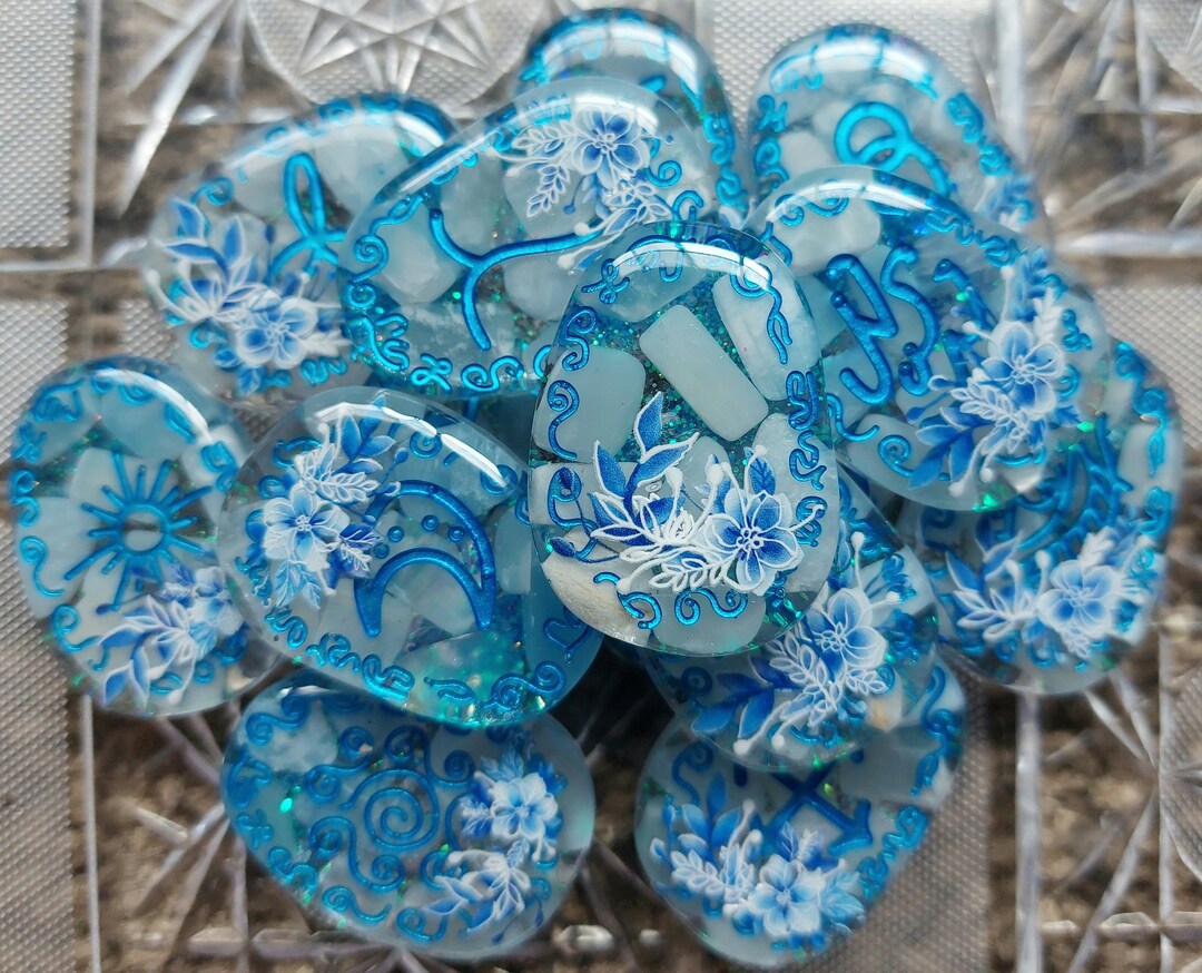 White Moonstone Crystal Witches Rune Set With Velvet Carrying Bag - Etsy