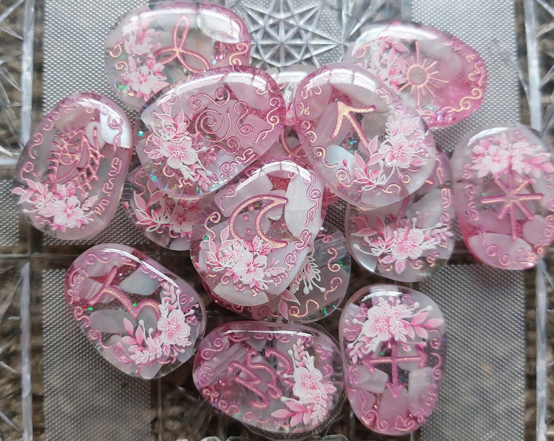 White Moonstone Crystal Witches Rune Set With Velvet Carrying Bag - Etsy