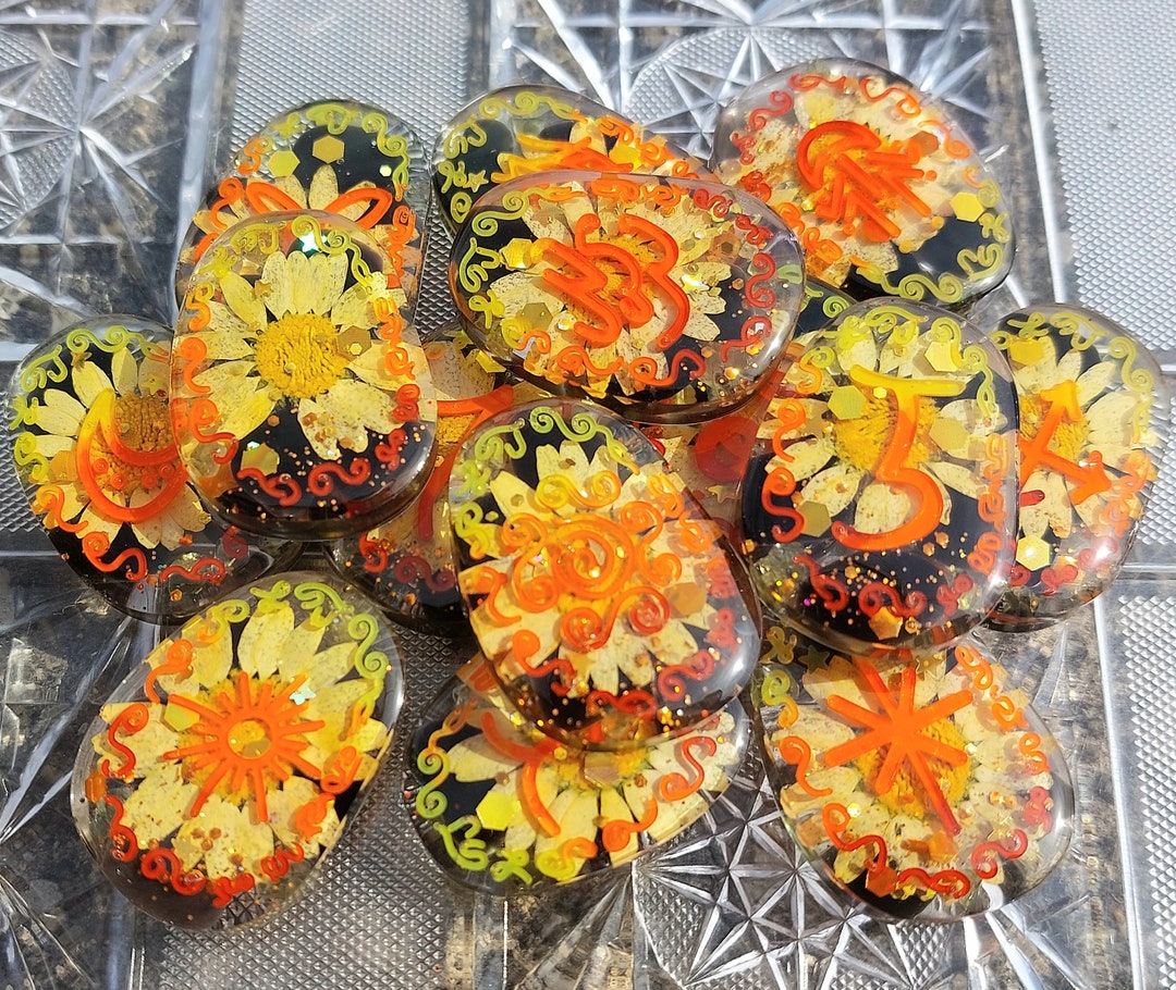 Sunset on Sunflowers Witches Rune Set Made With Obsidian, Peridot, and ...